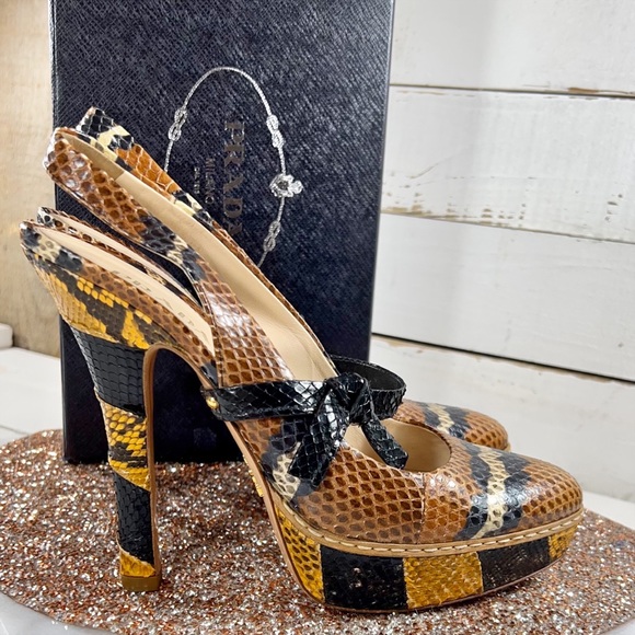 Prada | Shoes | Prada Snakeskin Leather Platform Pumps | Poshmark